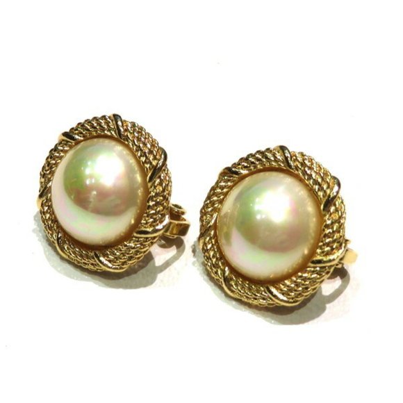 Dior | Jewelry | Christian Dior Dior Fake Pearl Gold Earrings Brand ...